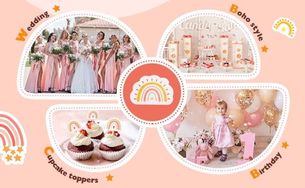 Boho Rainbow Paper Confetti Table Decorations Round Tissue Paper Table ...