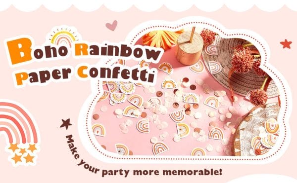 Boho Rainbow Paper Confetti Table Decorations Round Tissue Paper Table ...