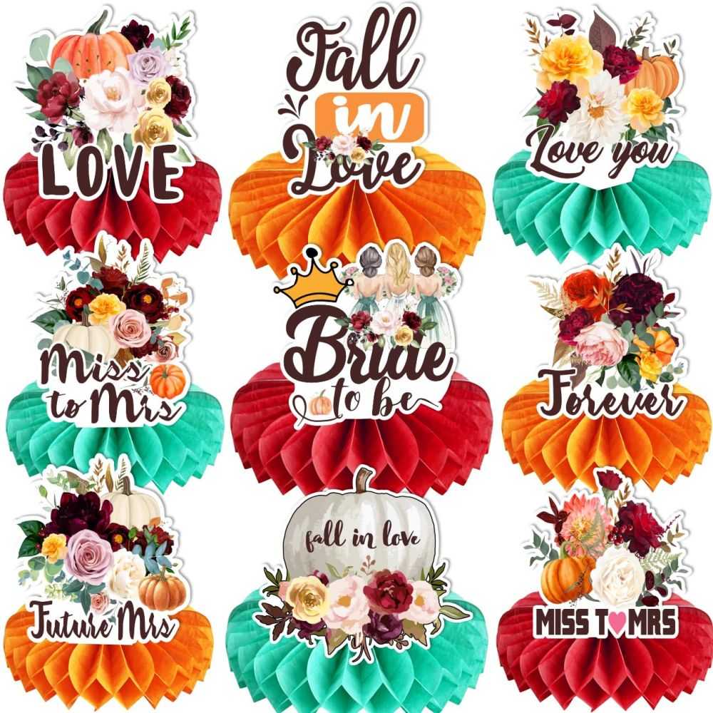 9 Pcs Fall Honeycomb Centerpieces Bride to Be Floral Party Decorations ...