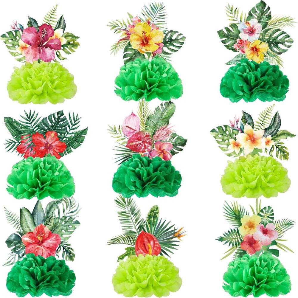 9 Pcs Hawaii Luau Honeycomb Centerpieces Table Decorations for Tropical ...