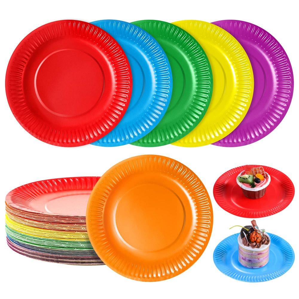 60 Pack Colorful Paper Plates Party Tableware 7 Inch Disposable Plates ...