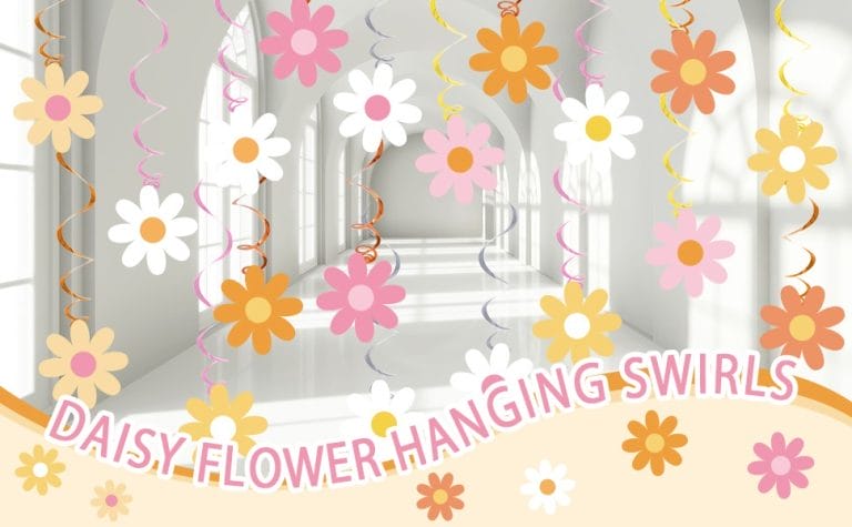 Daisy Flower Hanging Swirls Colorful Cutouts Daisy Foil Swirls - SUNBEAUTY