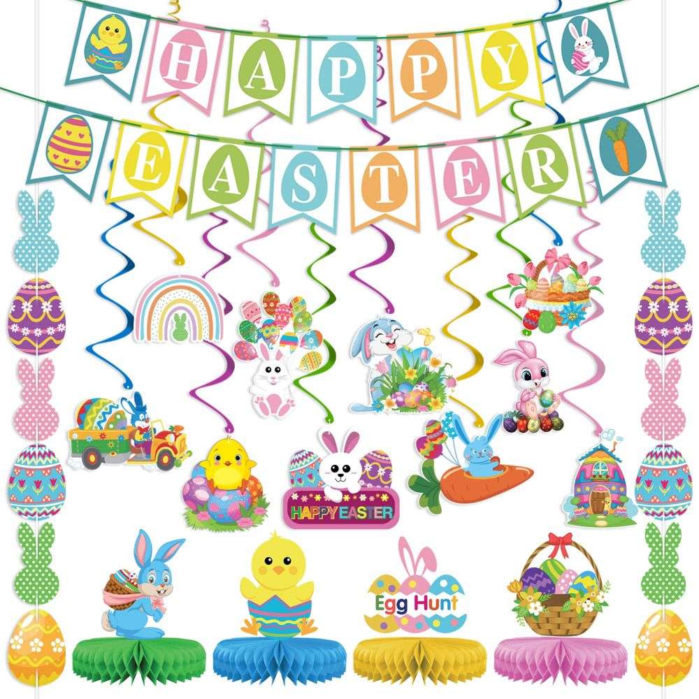 Easter Party Supplies Happy Easter Decorations Set - SUNBEAUTY