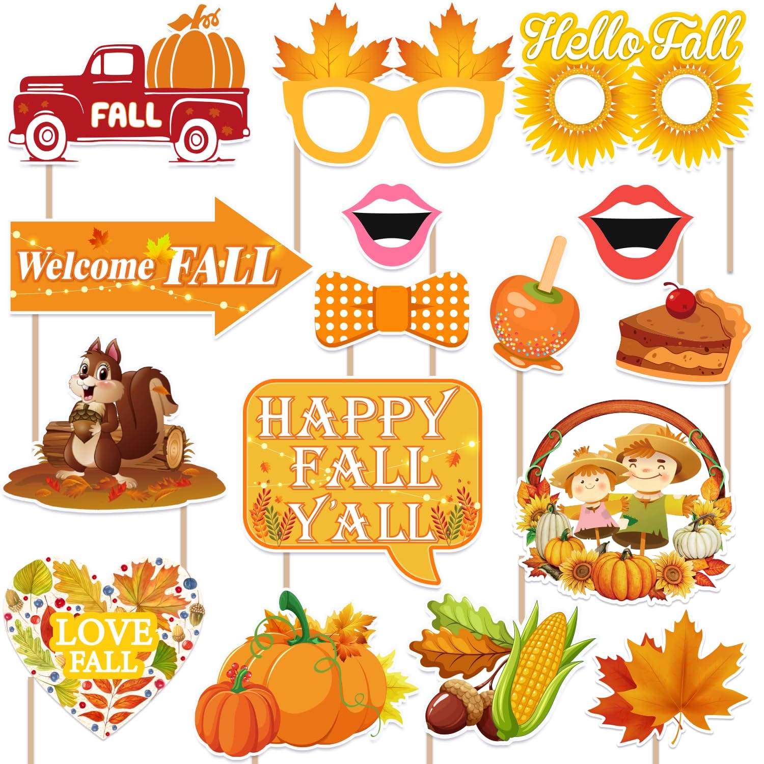 Fall Party Decorations Photo Booth Props Thanksgiving Harvest Decor ...