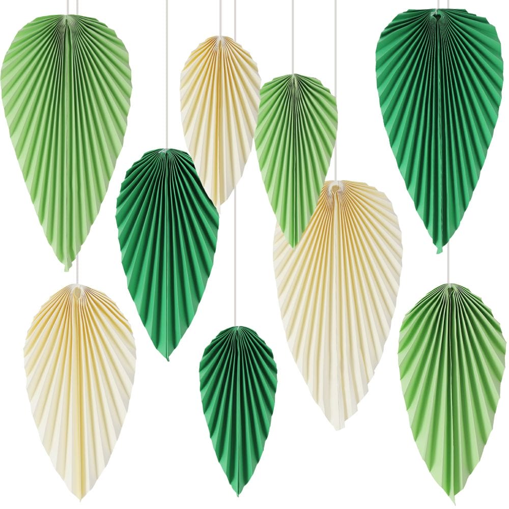 Green Leaves Paper Fans Party Decorations for Party Backdrop Home Decor ...