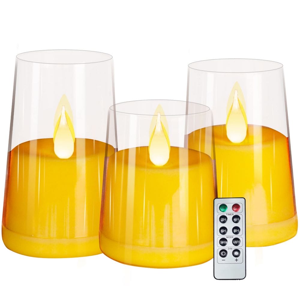 Flickering Flameless Candles Acrylic Plexiglass LED Candles with Remote ...