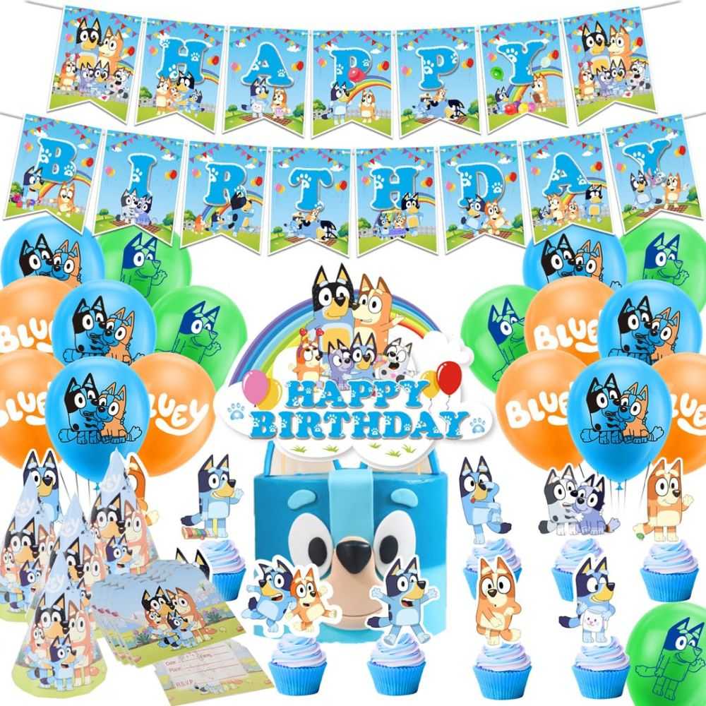 Blue Dog Cartoon Themed Balloons Decoration Sets Children's Birthday ...
