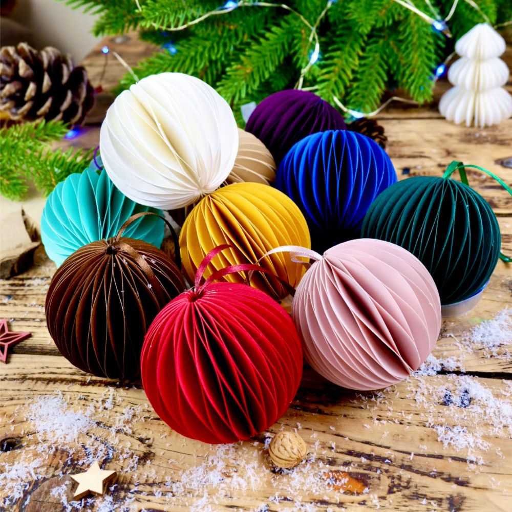 Christmas Baubles Handmade Decoration Made Of Paper Honeycomb Balls ...