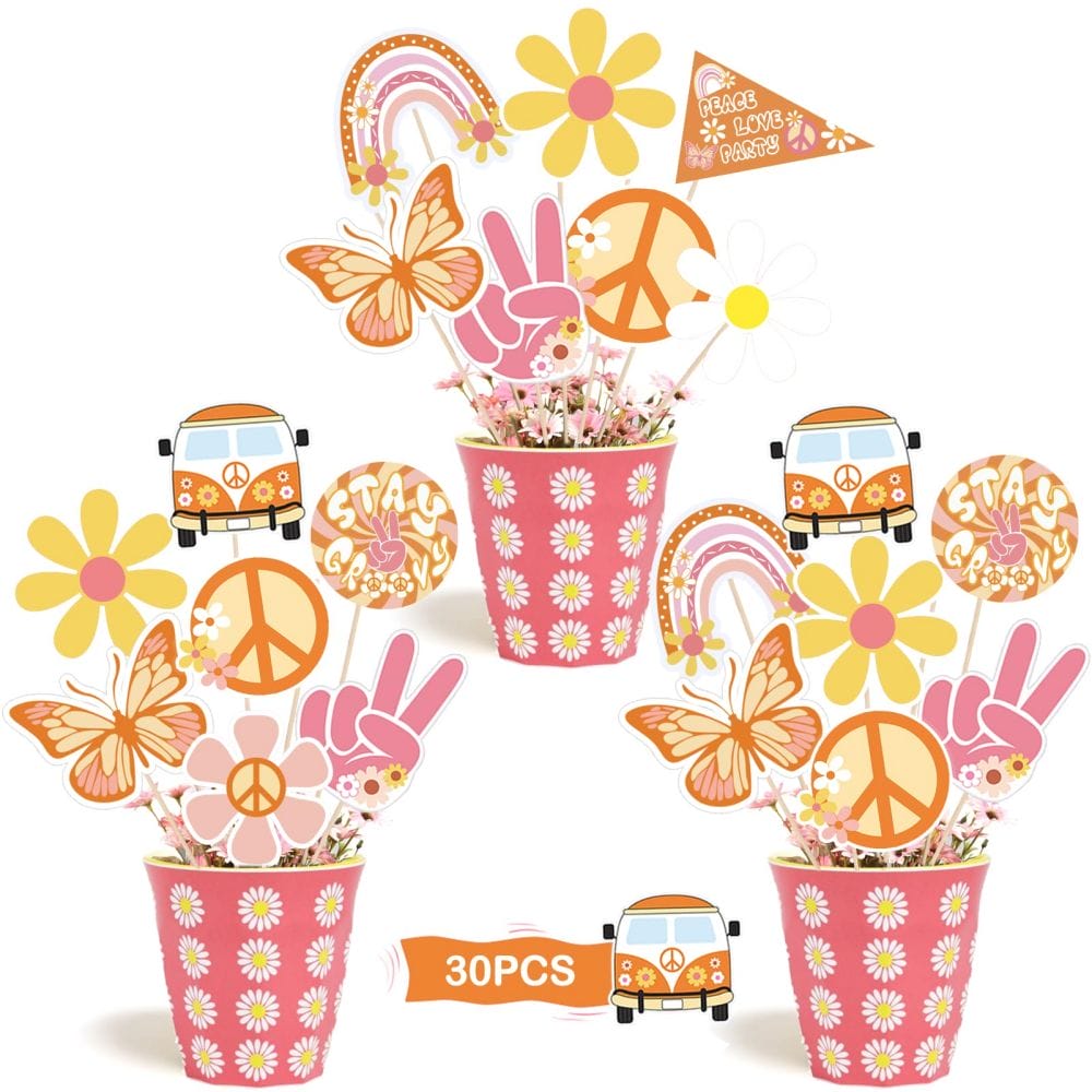 Groovy Party Centerpieces for Tables Daisy Party Decorations Photo ...