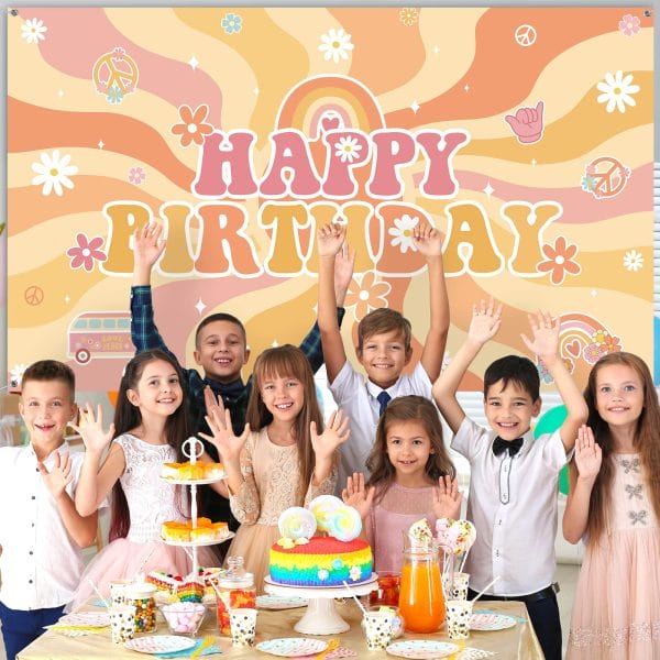 Groovy Birthday Party Decorations Retro Boho Daisy Flower Backdrop ...