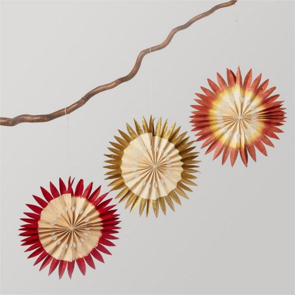Hanging Dip Dyed Paper Flower Fan Set Paper Rosette Decorative Fans ...
