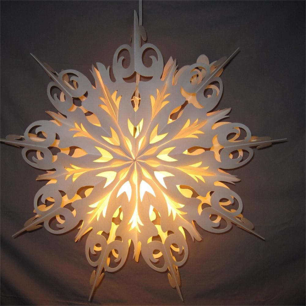 Hollow Snowflake Paper Star Light Lantern Folding Paper Light With ...