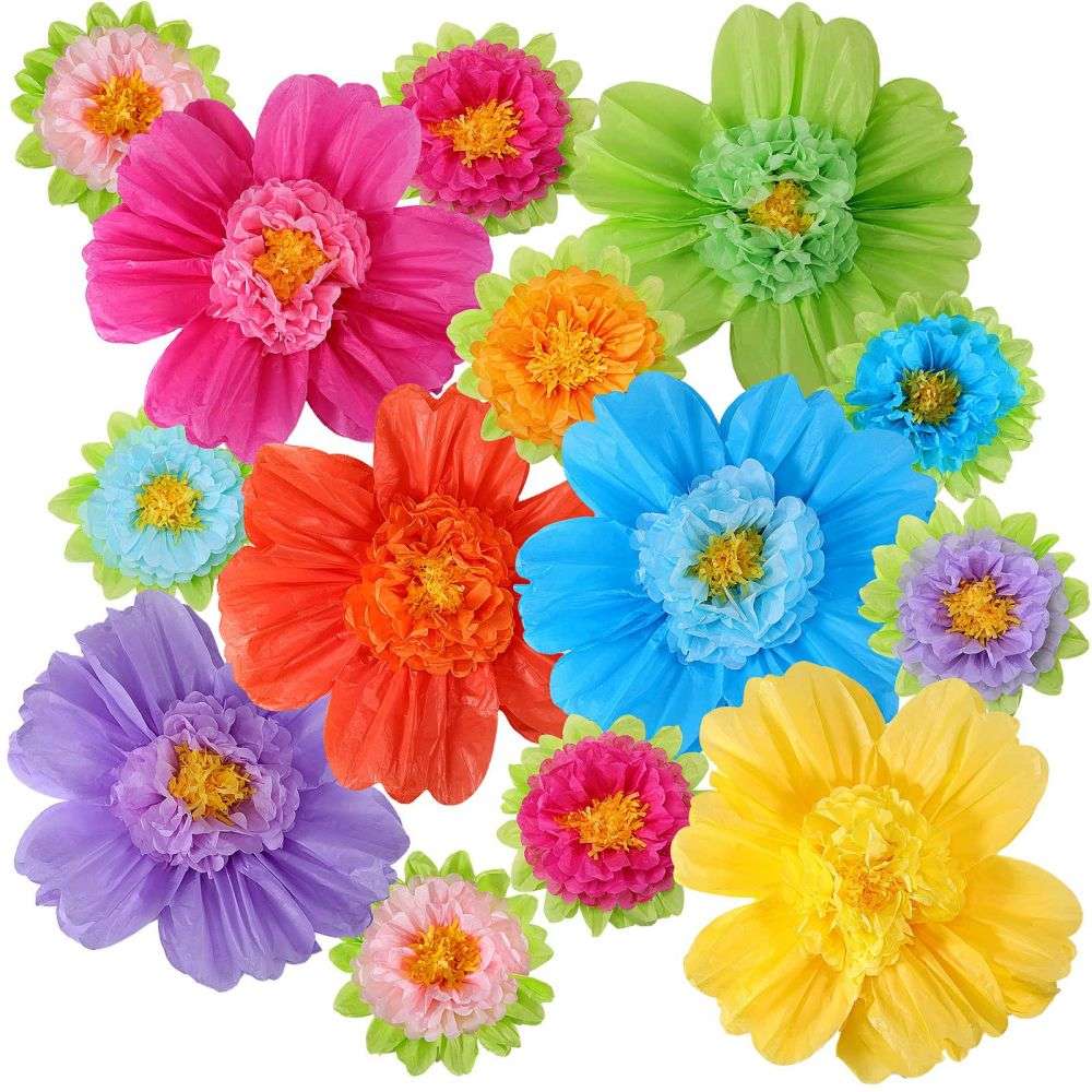 Customized Giant Fiesta Paper Flowers Pom Pom Mexican Carnival Party ...